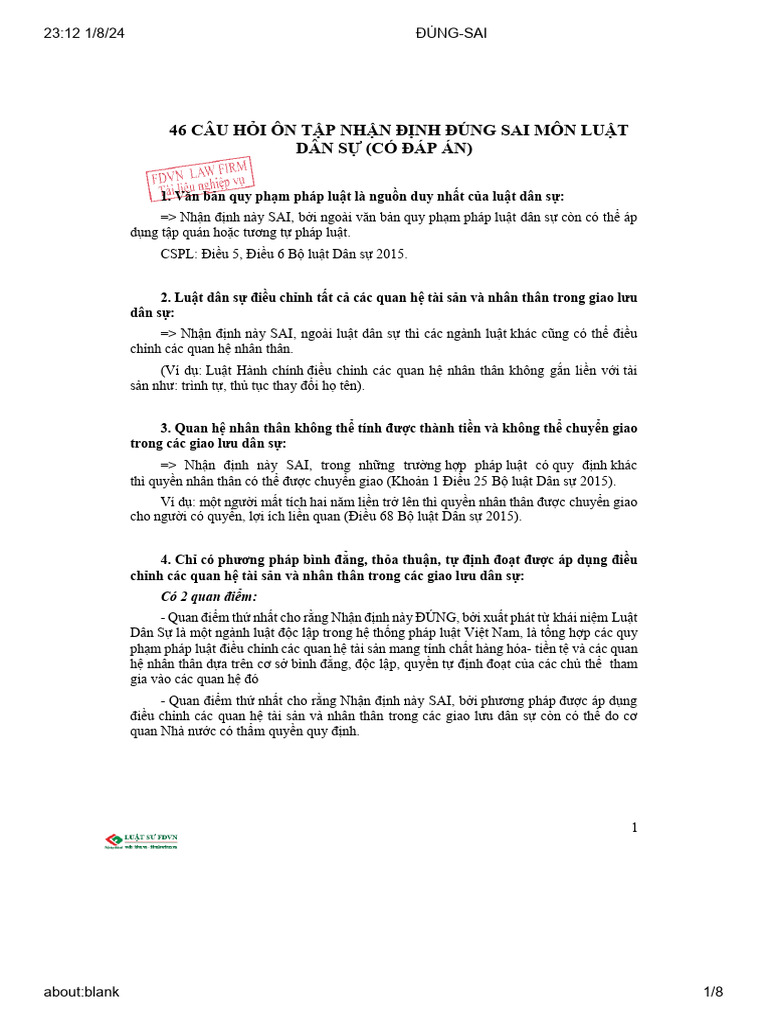 bai-tap-dung-sai-giai-thich-luat-dan-su-luat-quoc-te-hoc-vien-ngoai-gi-109832 | PDF