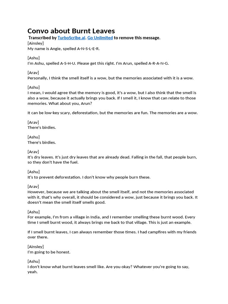 Convo about Burnt Leaves | PDF