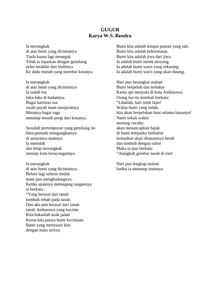 Puisi "Gugur" Karya W.S. Rendra | PDF