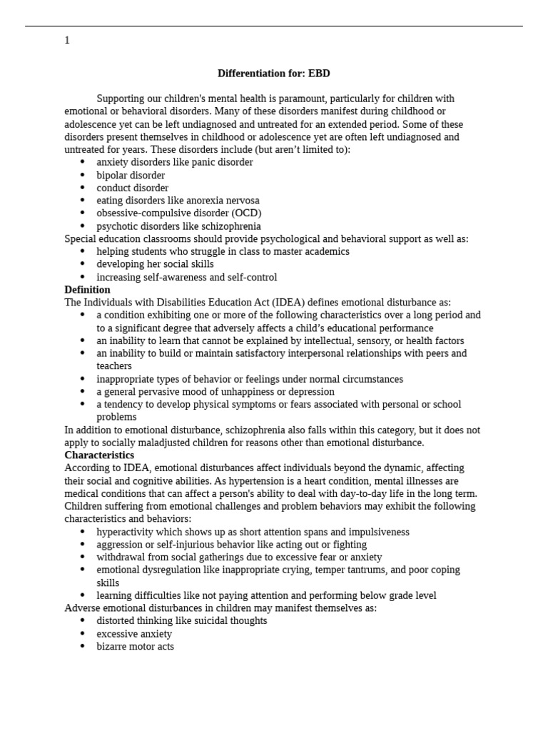 Differentiating Instruction EBD | PDF | Mental Disorder | Learning
