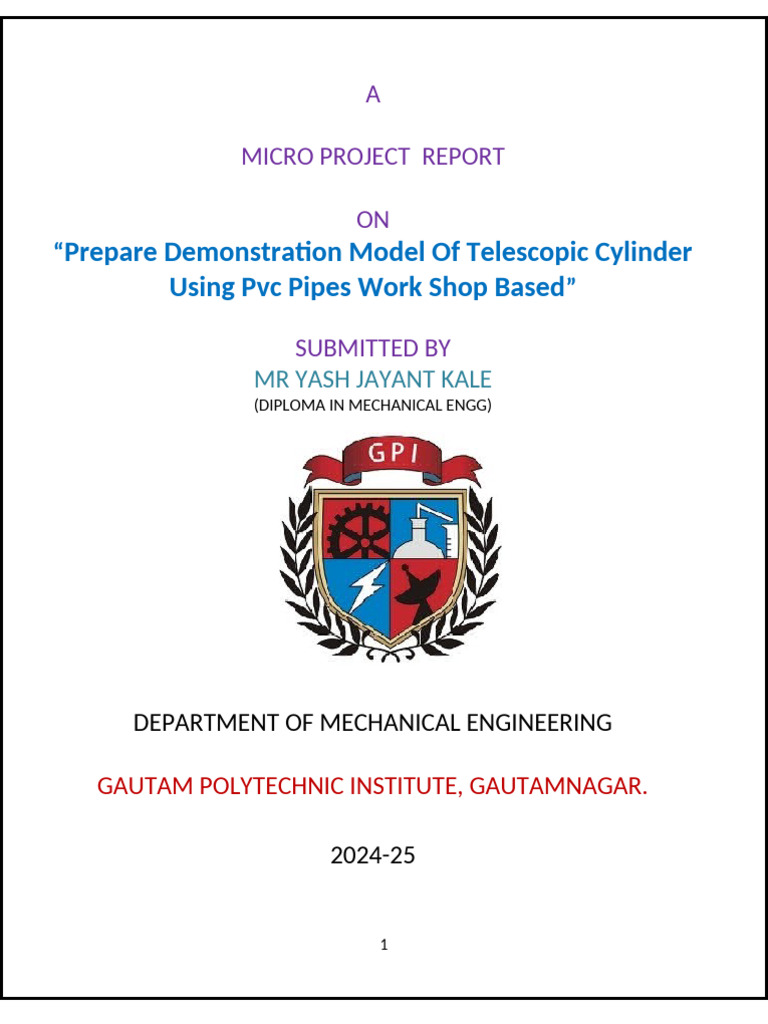 Prepare Demonstration Model of Telesopic Cylider Using PVC Pipes Work ...