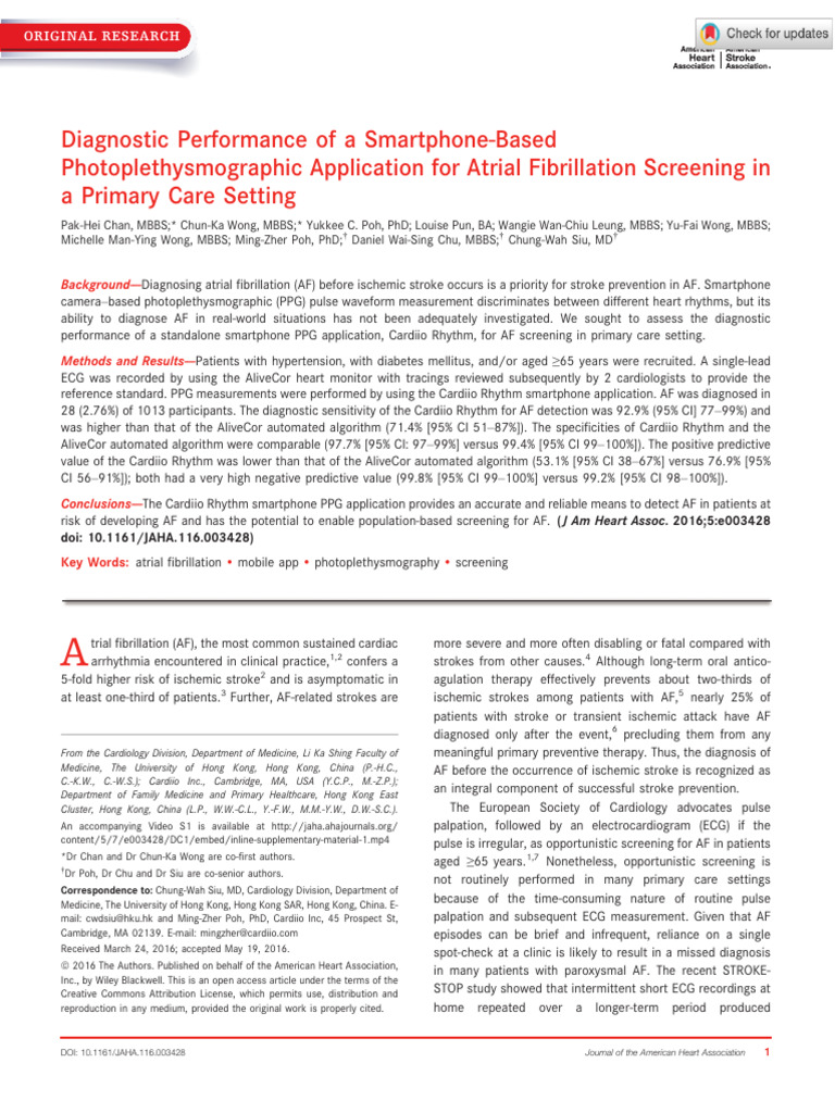 Chan Et Al 2016 Diagnostic Performance of A Smartphone Based ...