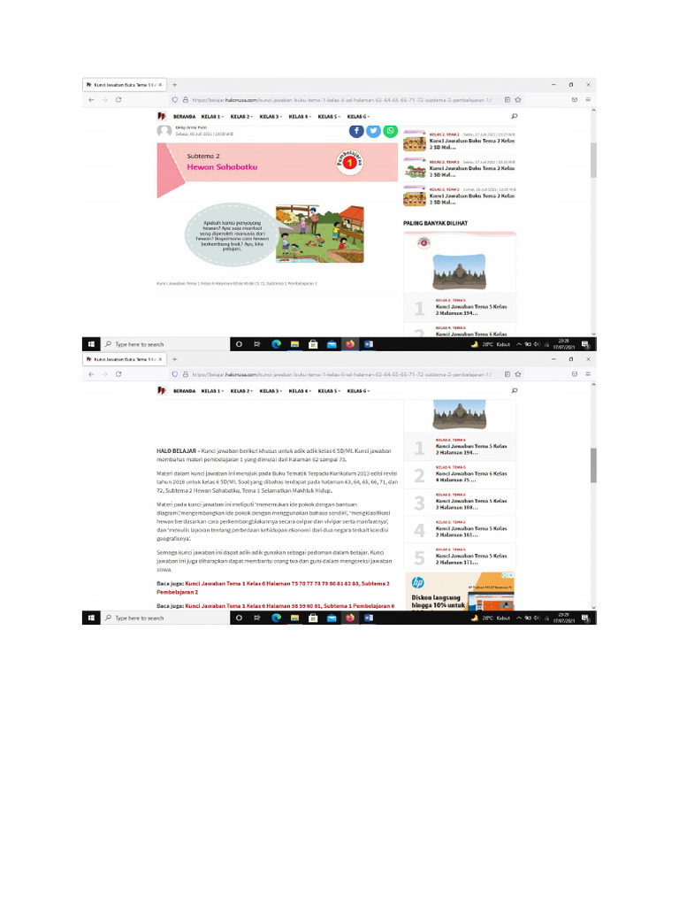 Kunci Jawaban T 1 ST 2 PB 4,5 6 | PDF