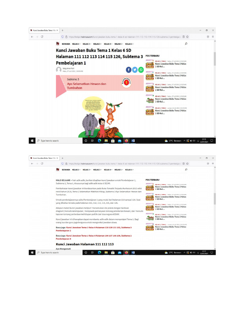 Kunci Jawaban Tema 1 ST 3 | PDF