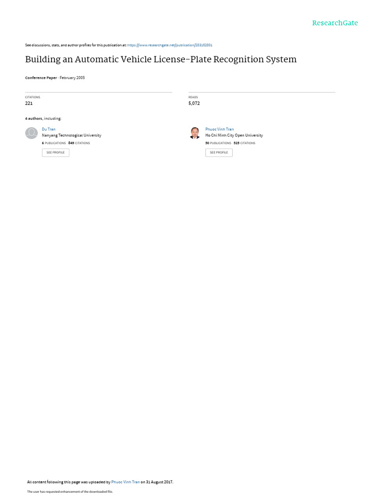 Building An Automatic Vehicle License Plate Recognition System | PDF | Image Segmentation ...