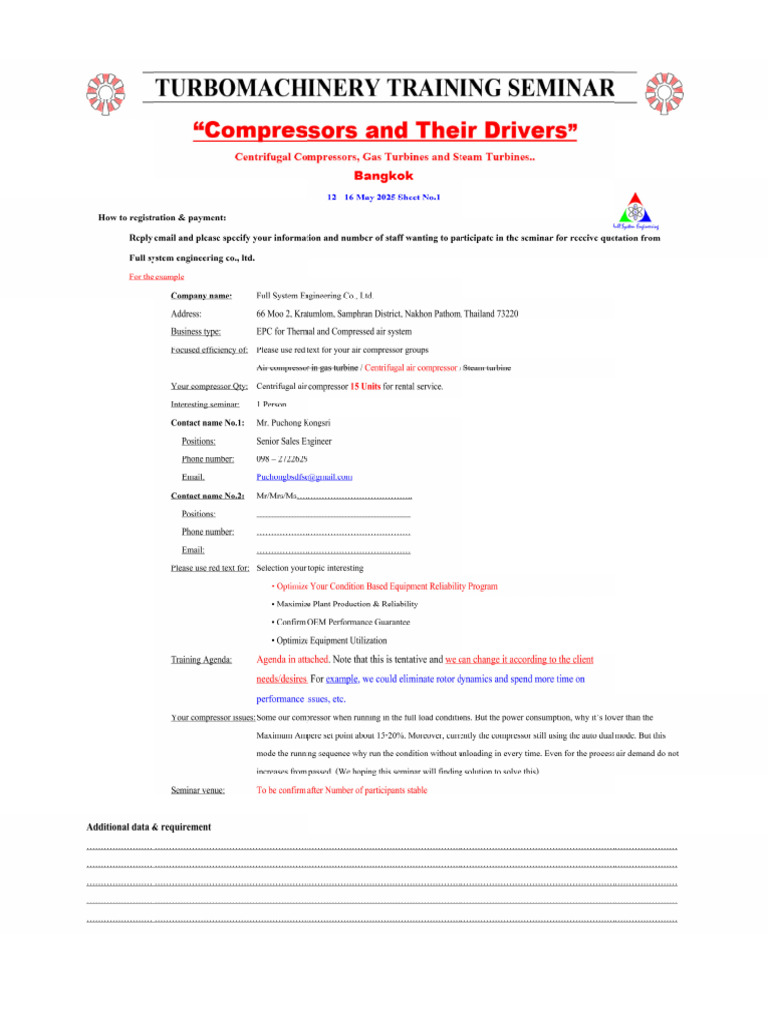 Example Registration Form & Additional Information | PDF