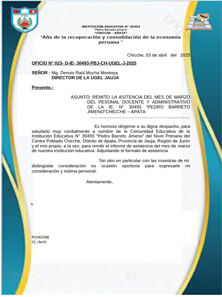 OFICIO DE ASITENCIA 30493 PEDRO BARRETO JIMENO | PDF