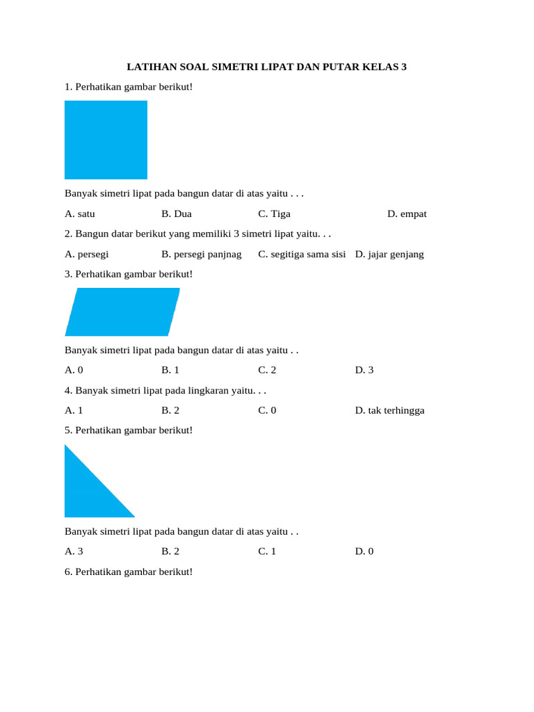 Latihan Simetri Lipat dan Putar Kelas 3 | PDF