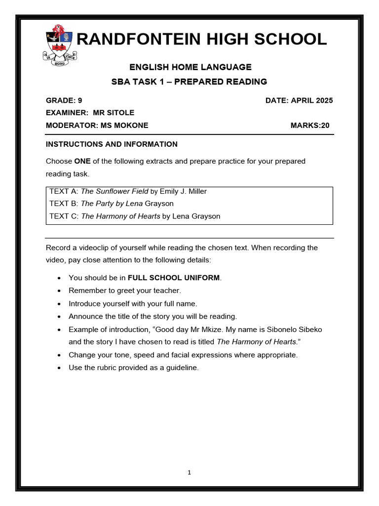 Grade 9 Sba Task 1 2025 | PDF