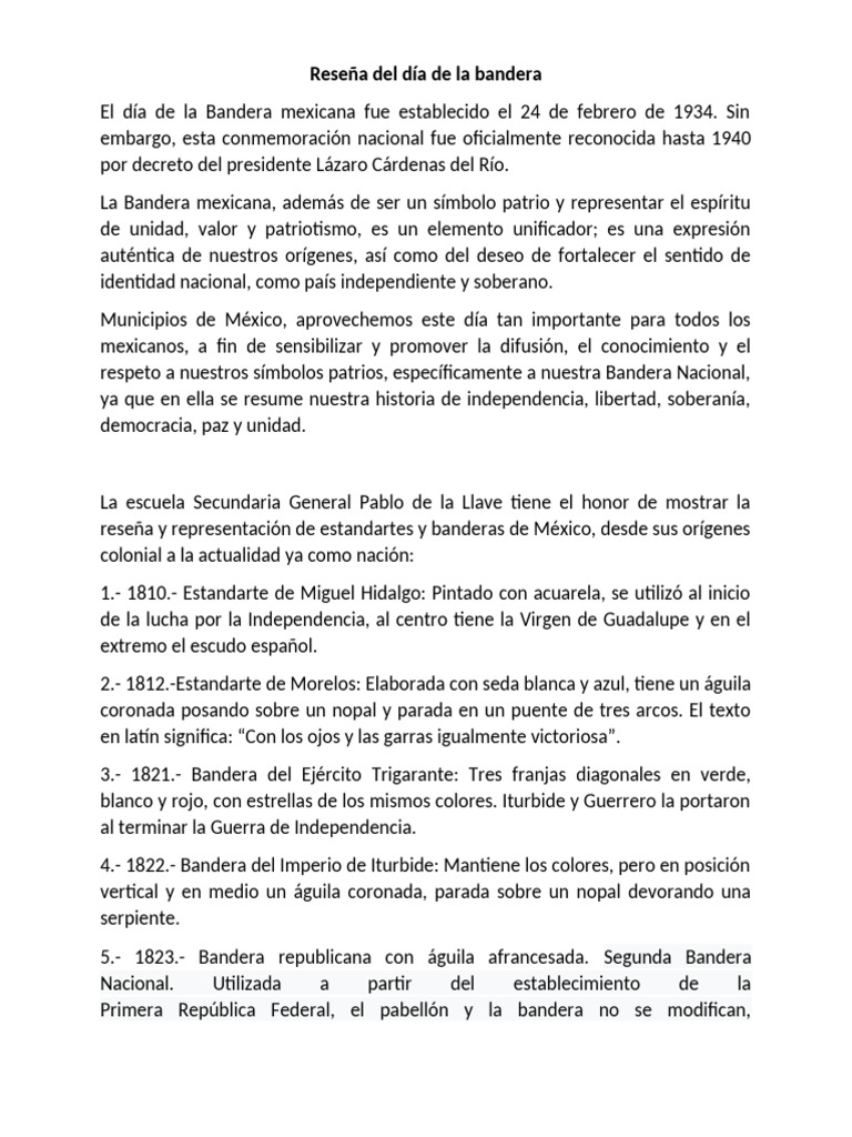 Reseña Del Día de La Bandera | PDF | México