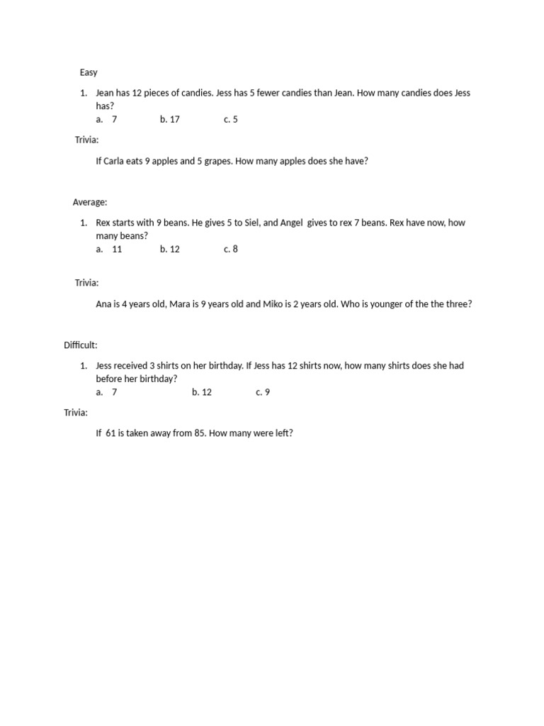 Math Problem Solving for Kids | PDF