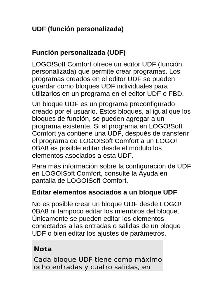 Editor UDF en LOGO!Soft Comfort | PDF | Informática