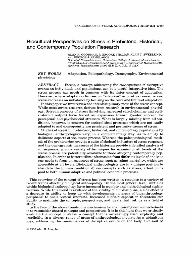 American J Phys Anthropol - 1988 - Goodman - Biocultural Perspectives on Stress in Prehistoric ...