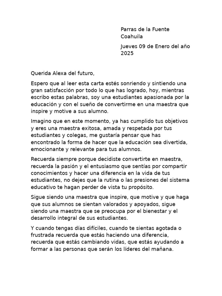 Copia de Carta A Mi Futuro Yo Docente | PDF