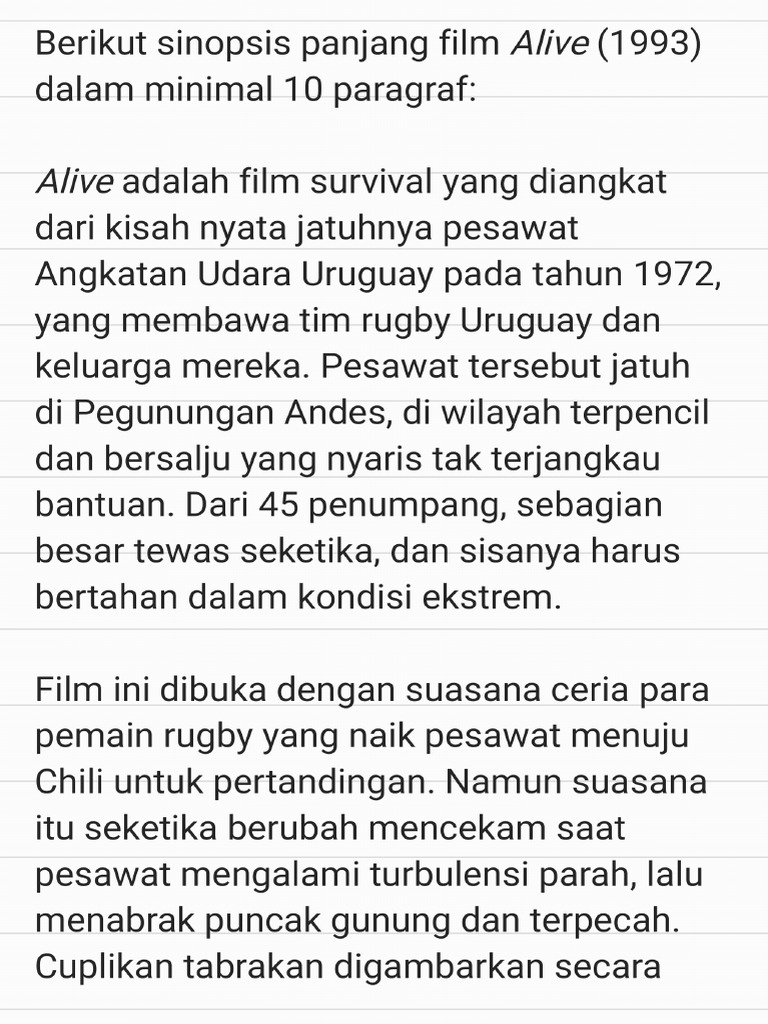 Sinopsis Alive 1993 | PDF