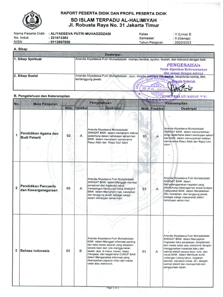 Rapot Kls V SMT 2 | PDF