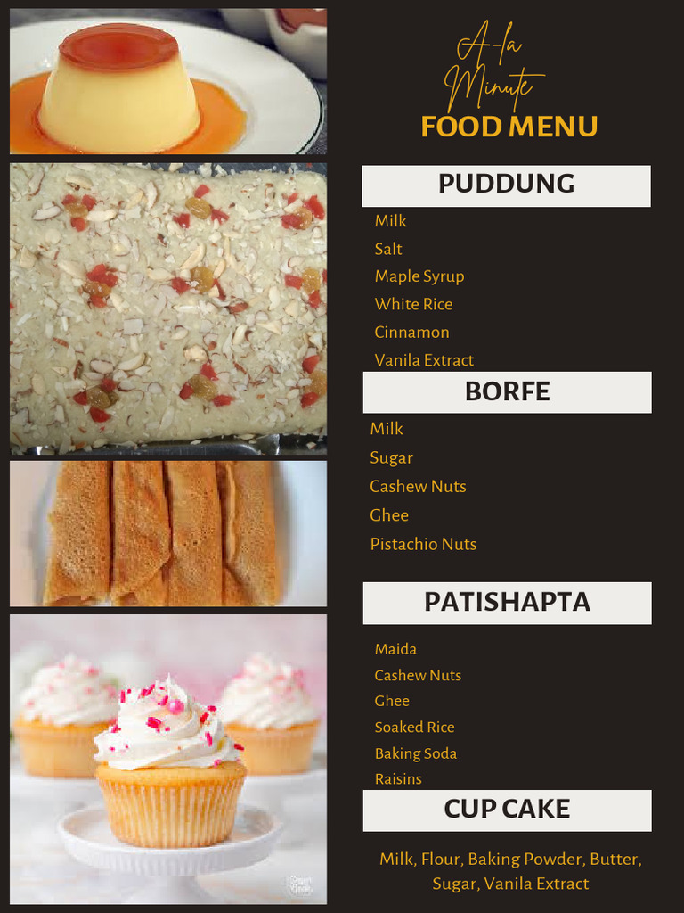A-la Minute Food Menu | PDF
