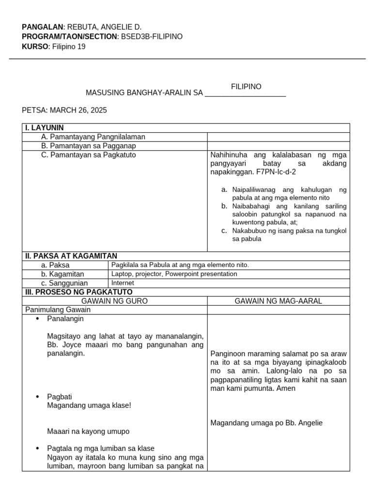 FIL 19 lesson plan | PDF