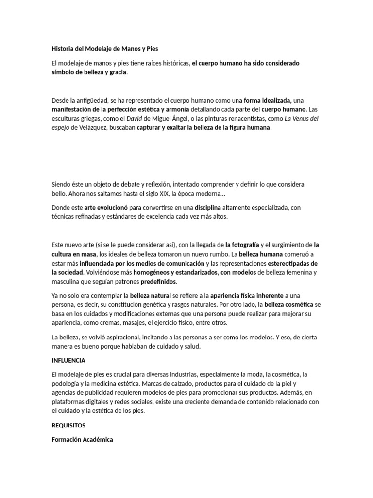 Historia Del Modelaje de Manos y Pies | PDF | Belleza | Persona de ...