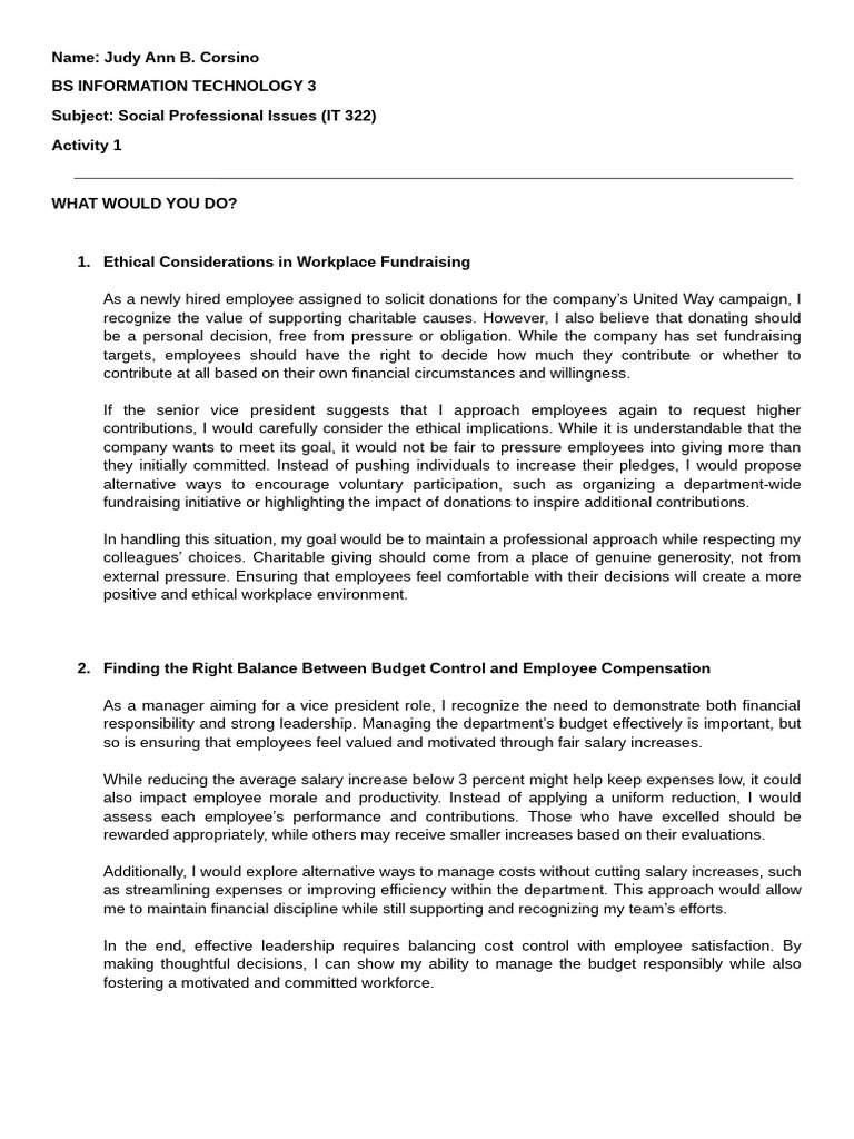 Social Professional Issues Activities | PDF | Corporate Social ...