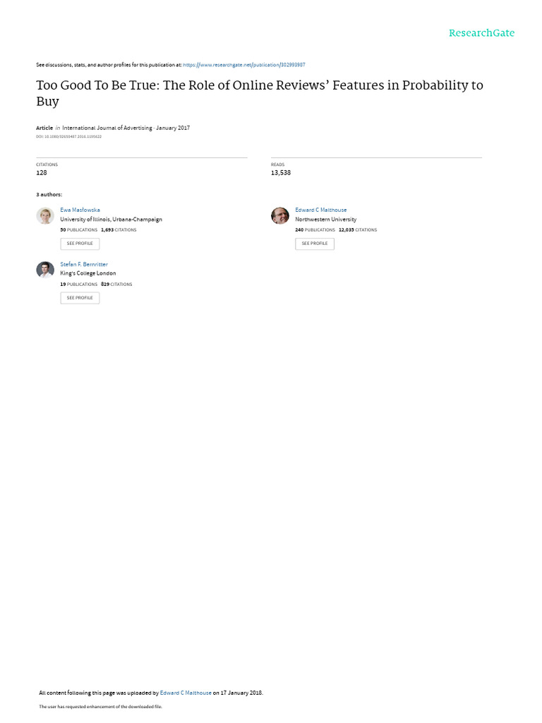 Impact of Online Reviews on Purchases | PDF | Cognition | Communication