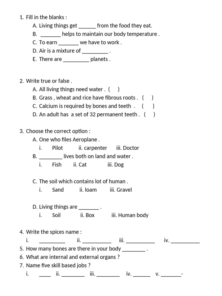 Class 4th Evs | PDF
