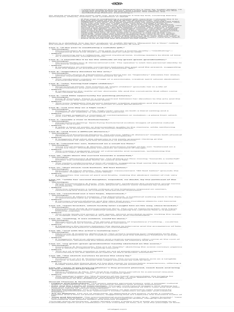 Poem Analysis Request | PDF