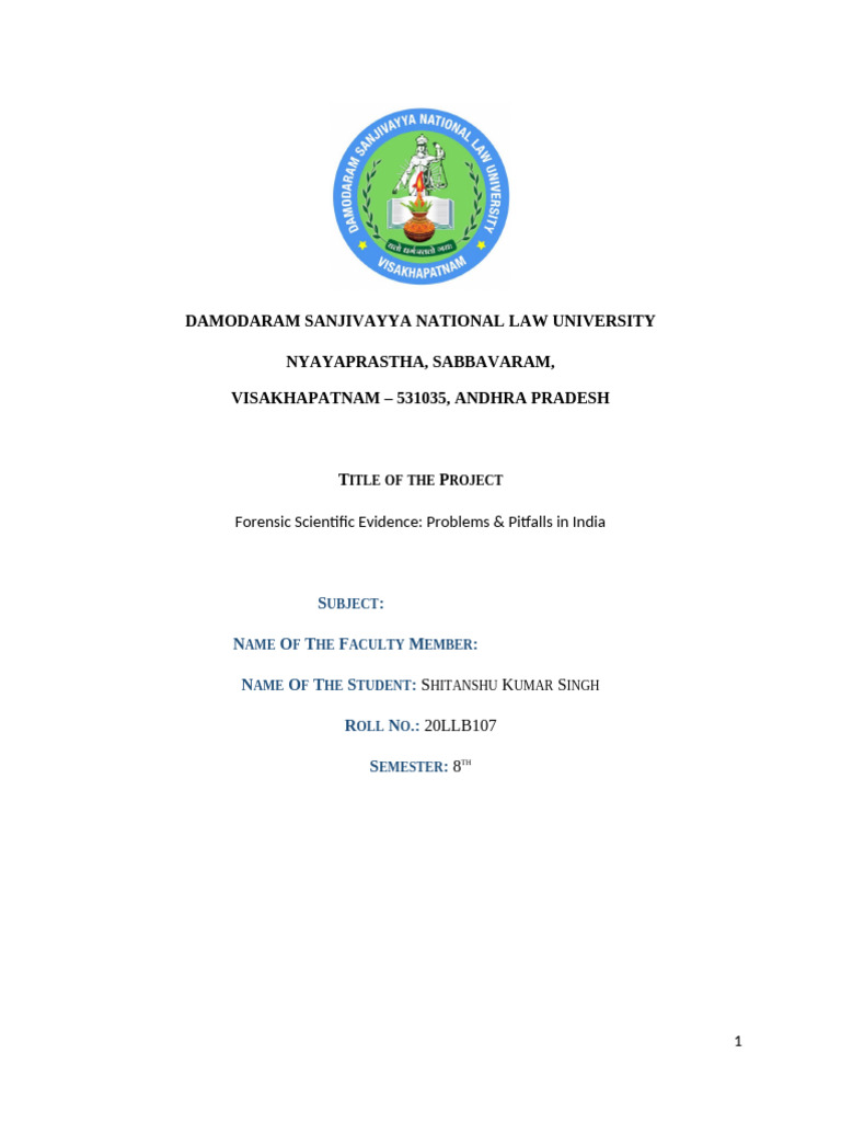 20LLB107 Forensic Science Project | PDF | Forensic Science | Crime Scene