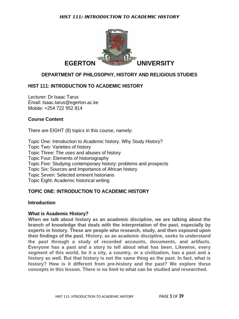 Introduction to Academic History | PDF | Historian | Historiography
