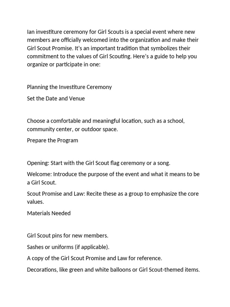 Ian Investiture Ceremony For Girl Scouts Is A Special Event Where New ...