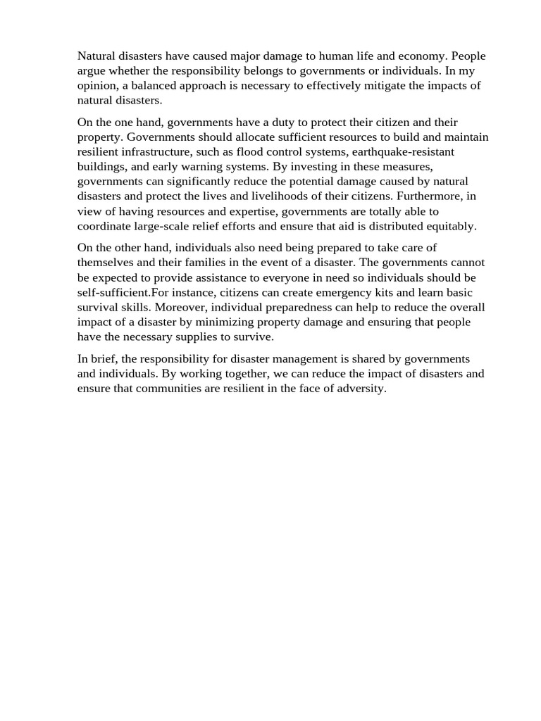 Shared Responsibility in Disaster Management | PDF