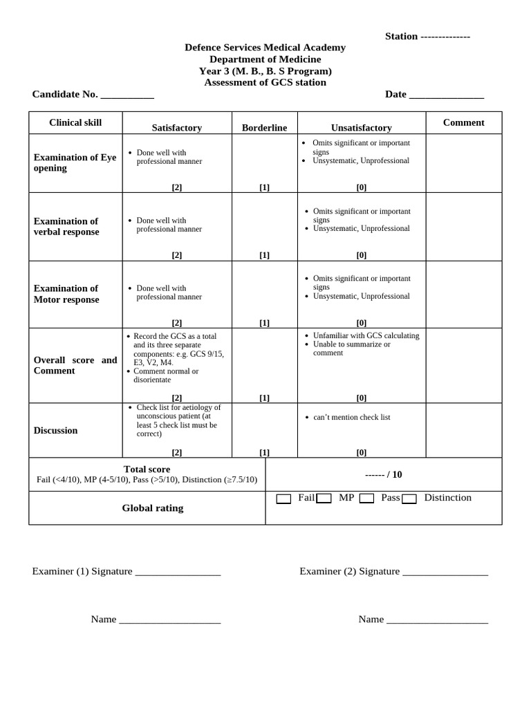 GCS Score Sheet - 4 | PDF | Clinical Medicine | Medical Specialties