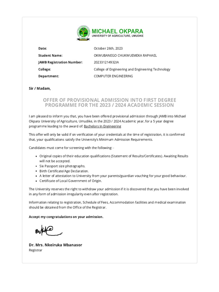 Michael Okpara University of Agriculture, Umudike | PDF