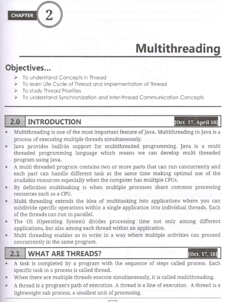 Object Oriented Programming Using Java - II (2. Multithreading) | PDF