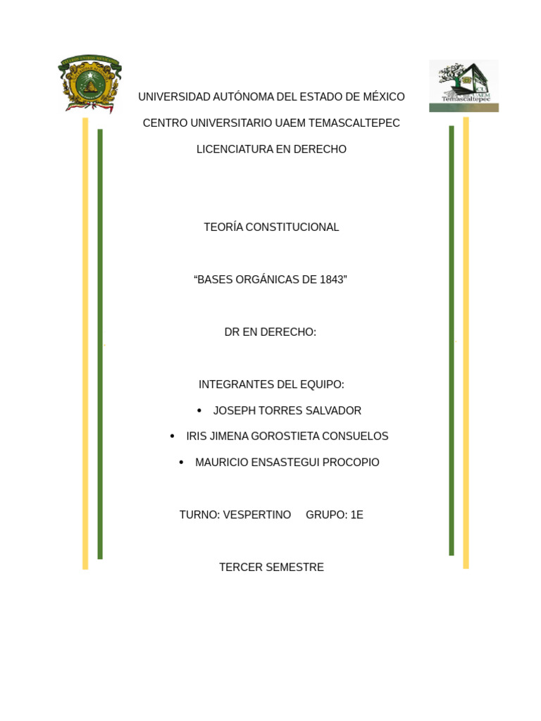 Resumen de las Bases Orgánicas de 1843 | PDF | Ejecutivo (gobierno ...