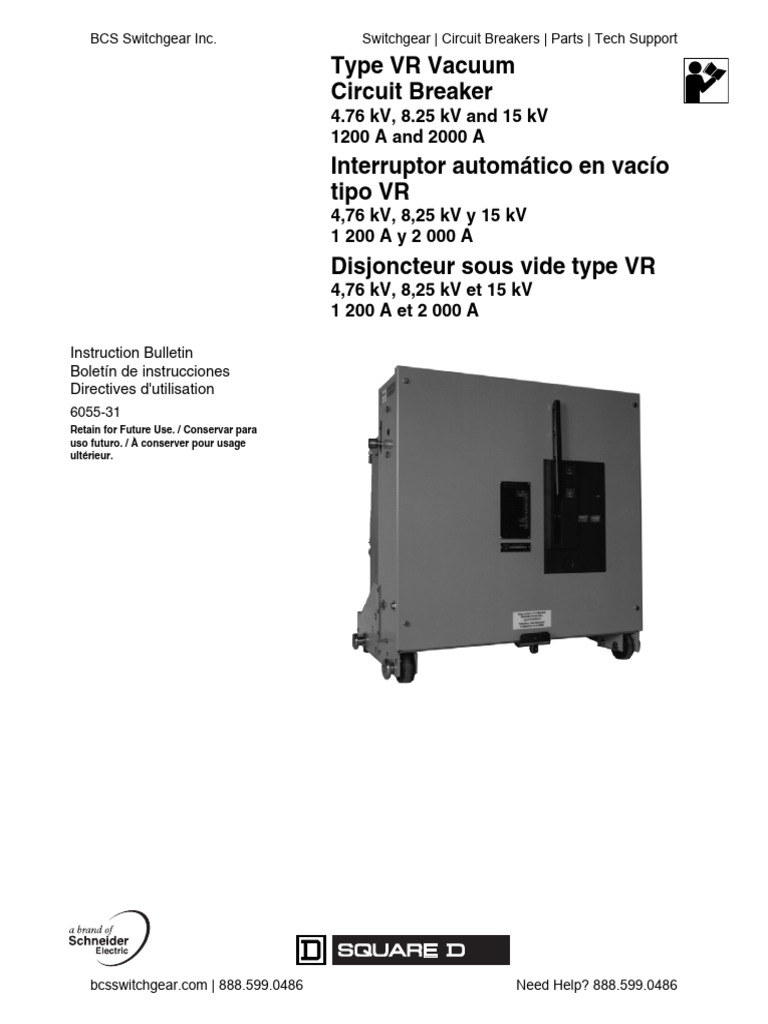 SQUARE D - VR-VAD5 - Square D V5D 5-15kv 40KAIC 6055-31 - Tri | PDF ...