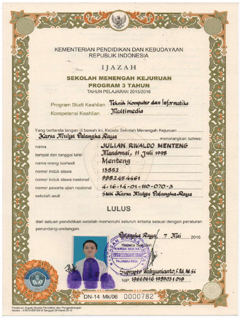 Ijazah Transkrip KTP | PDF