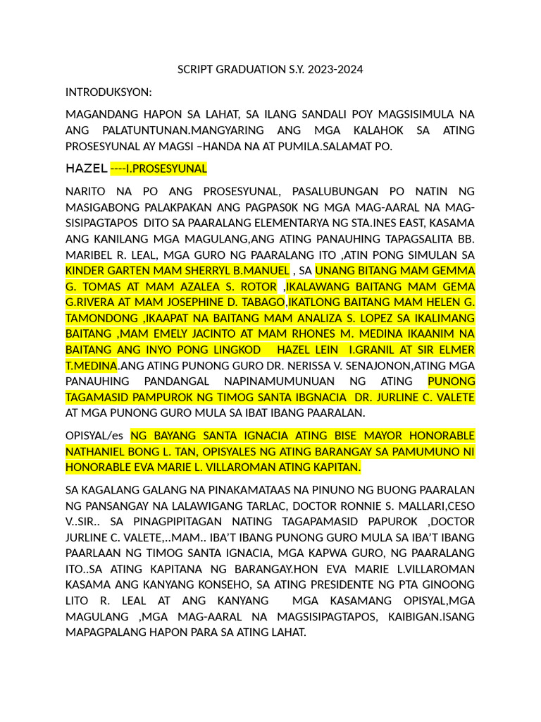 Script Graduation s.y. 2023 2024 | PDF