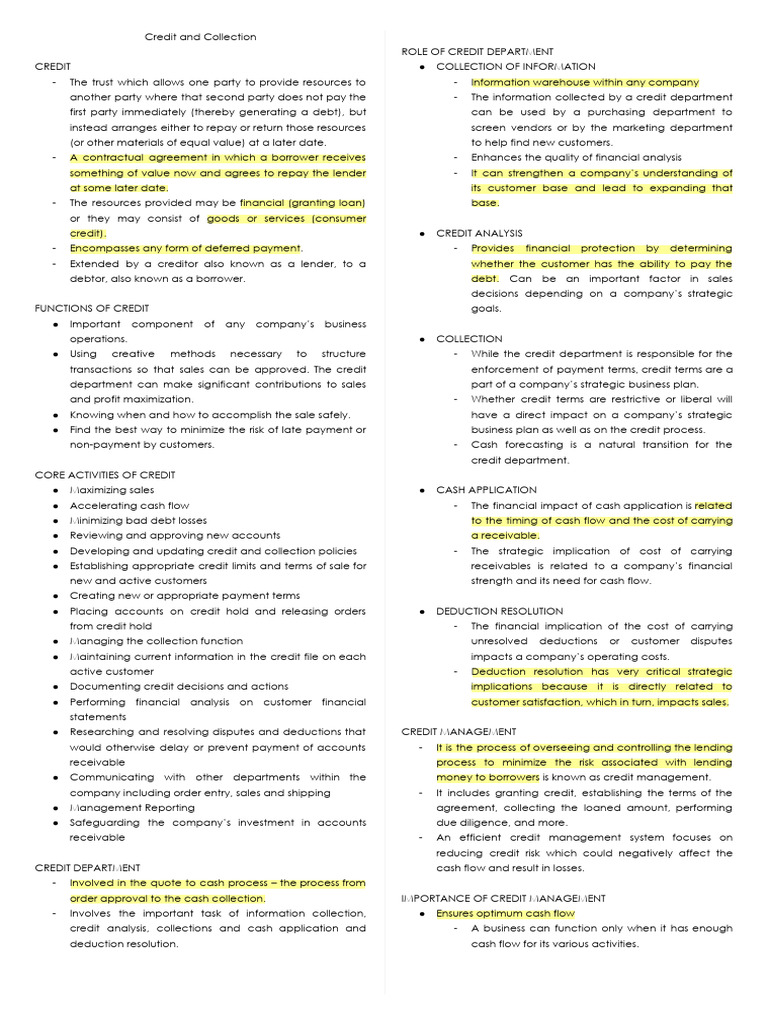 Credit Management and Collection Strategies | PDF | Credit | Finance ...