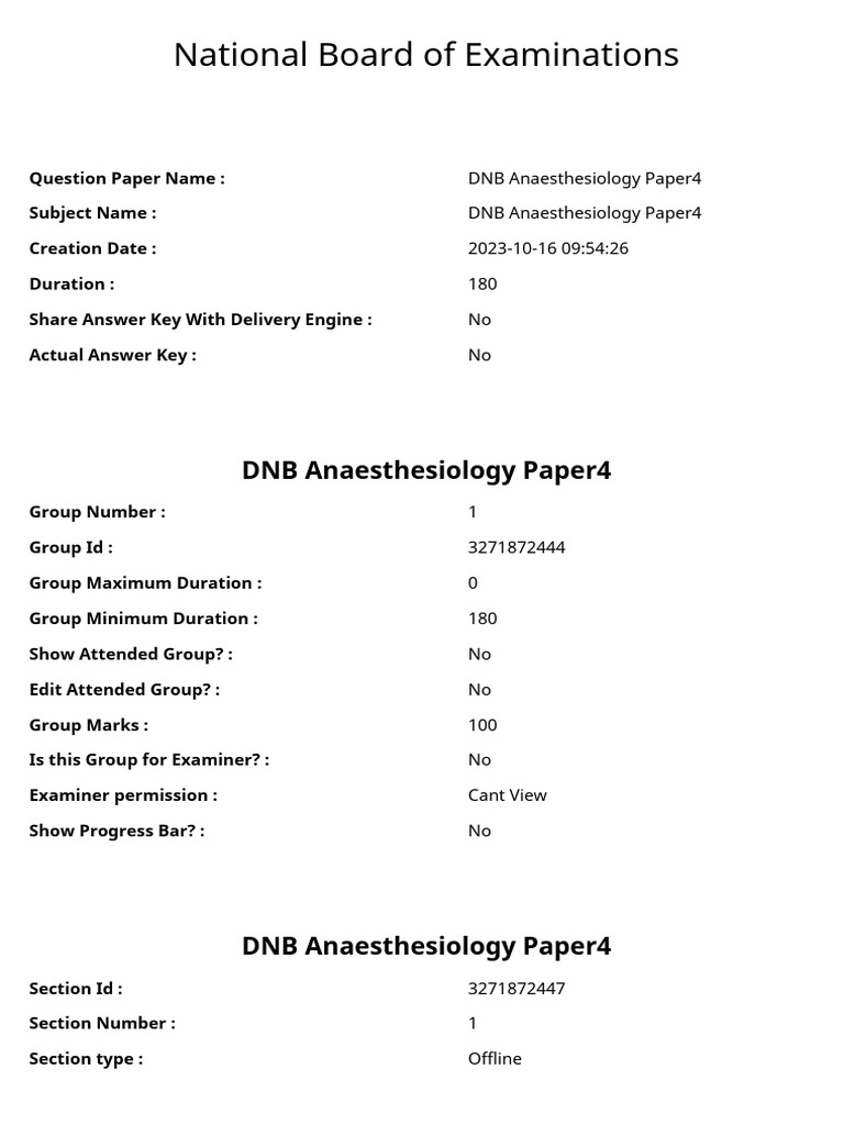 DNB Anaesthesiology Paper 4 Questions | PDF | Anesthesia | Sepsis