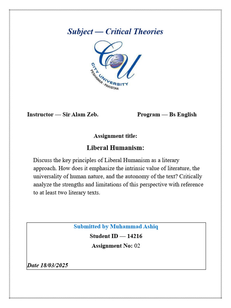 Understanding Liberal Humanism in Literature | PDF | Humanism ...