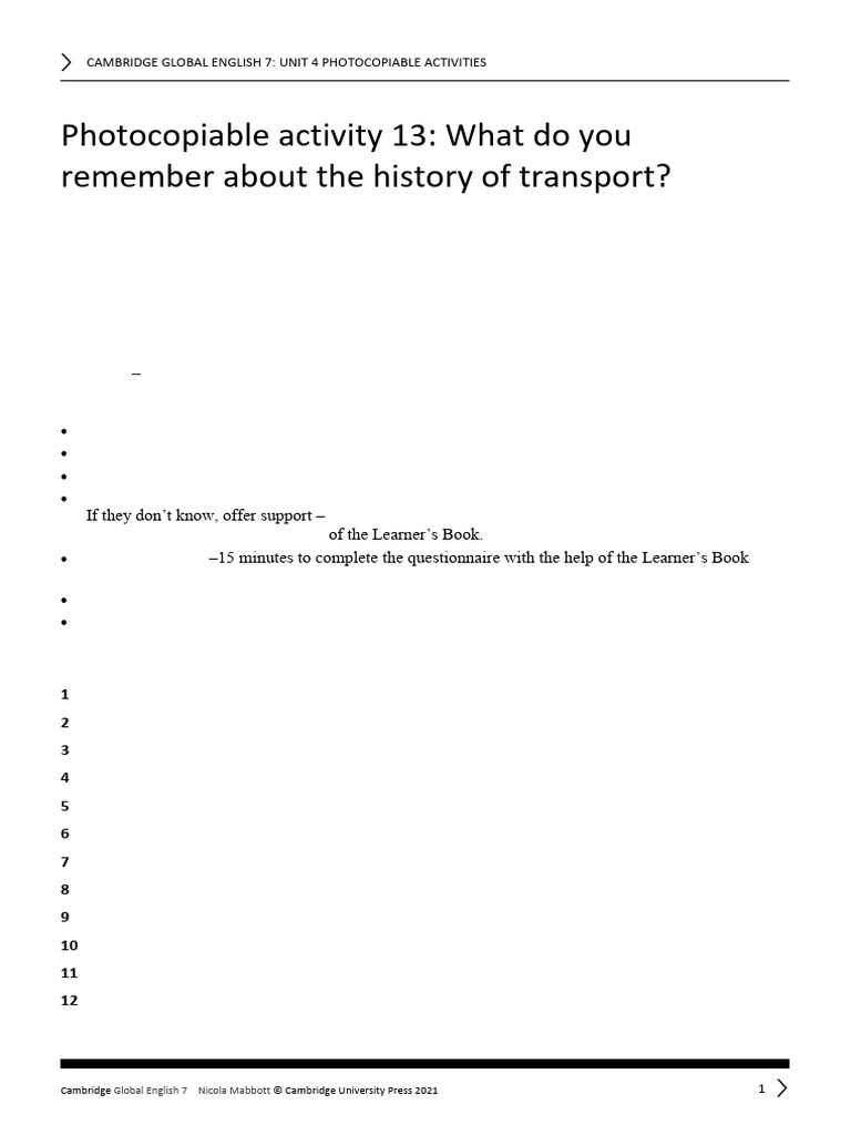 History of Transport Questionnaire Activity | PDF | Transport