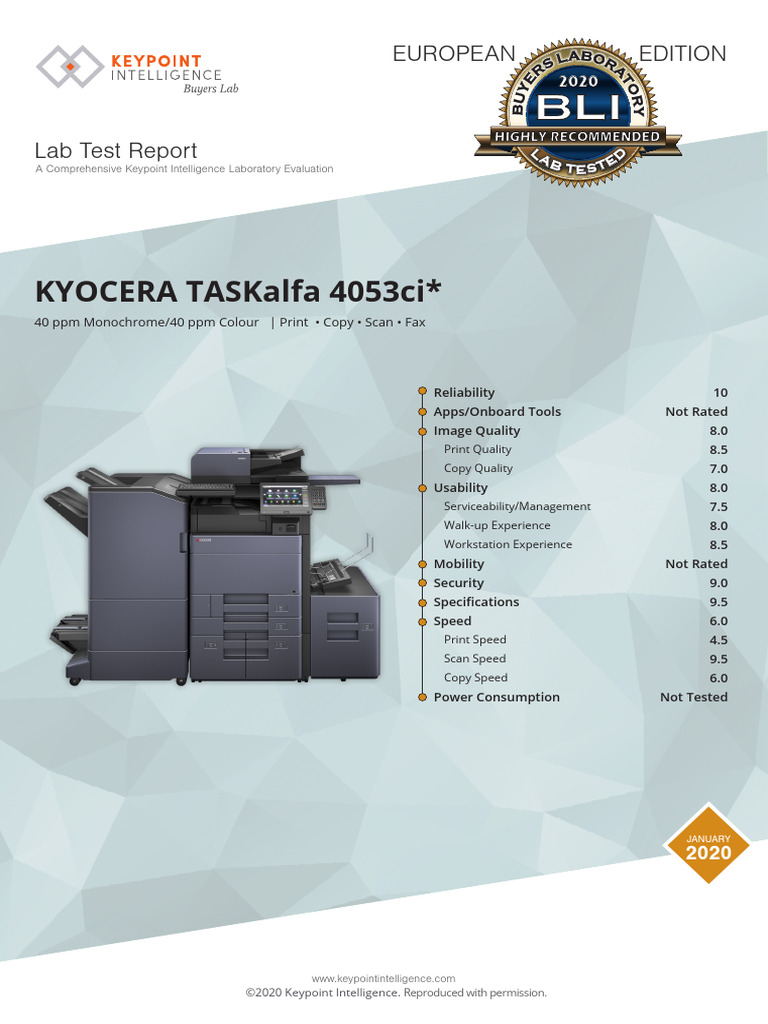 TASKalfa 4053ci Lab Report Europe | PDF | Computing | Software