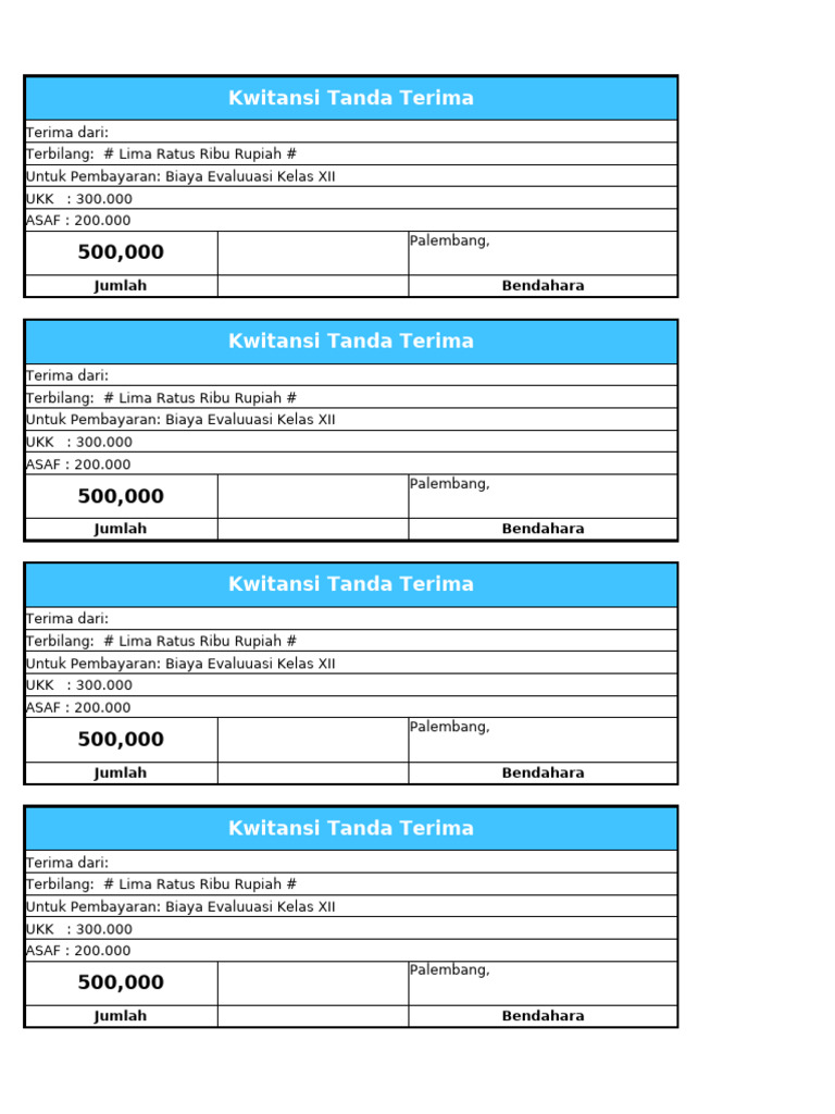 Template Kwitansi Pembayaran Kosong | PDF