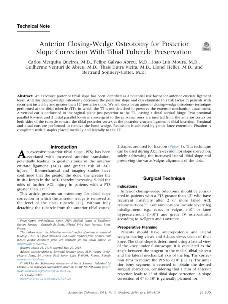Anterior Closing-Wedge Osteotomy Technique | PDF | Knee | Limbs (Anatomy)
