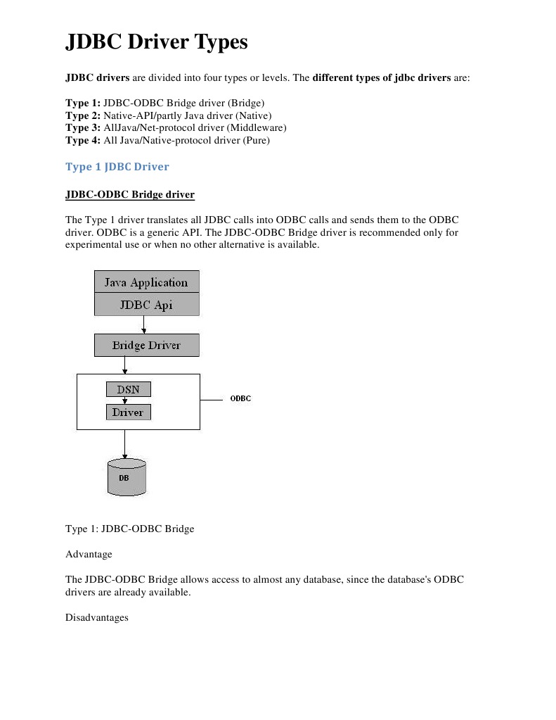 JDBC Driver Types | PDF | Computing Infrastructure | Data Management ...