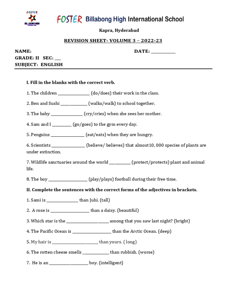 G2 English PPA 3 Revision Worksheet PDF | PDF | Linguistics ...