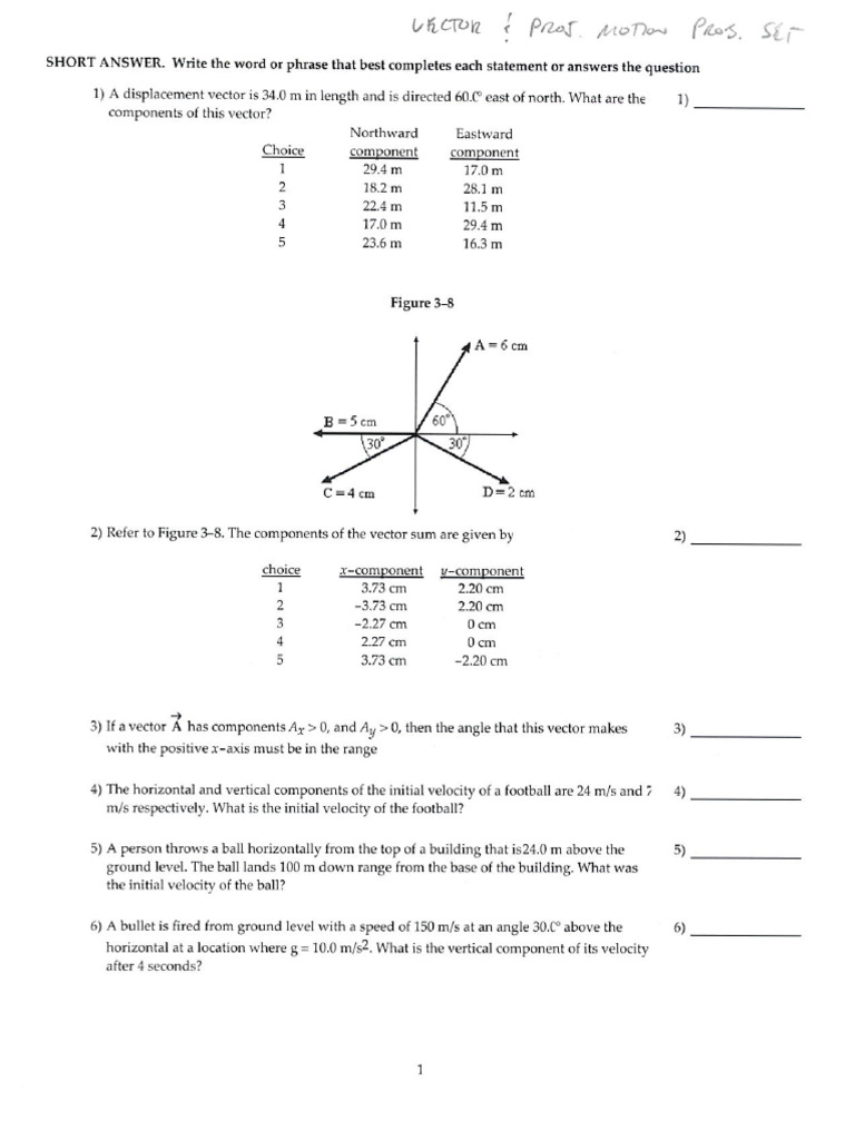 Ap1 Vector-Projectile Review Problem Set | PDF