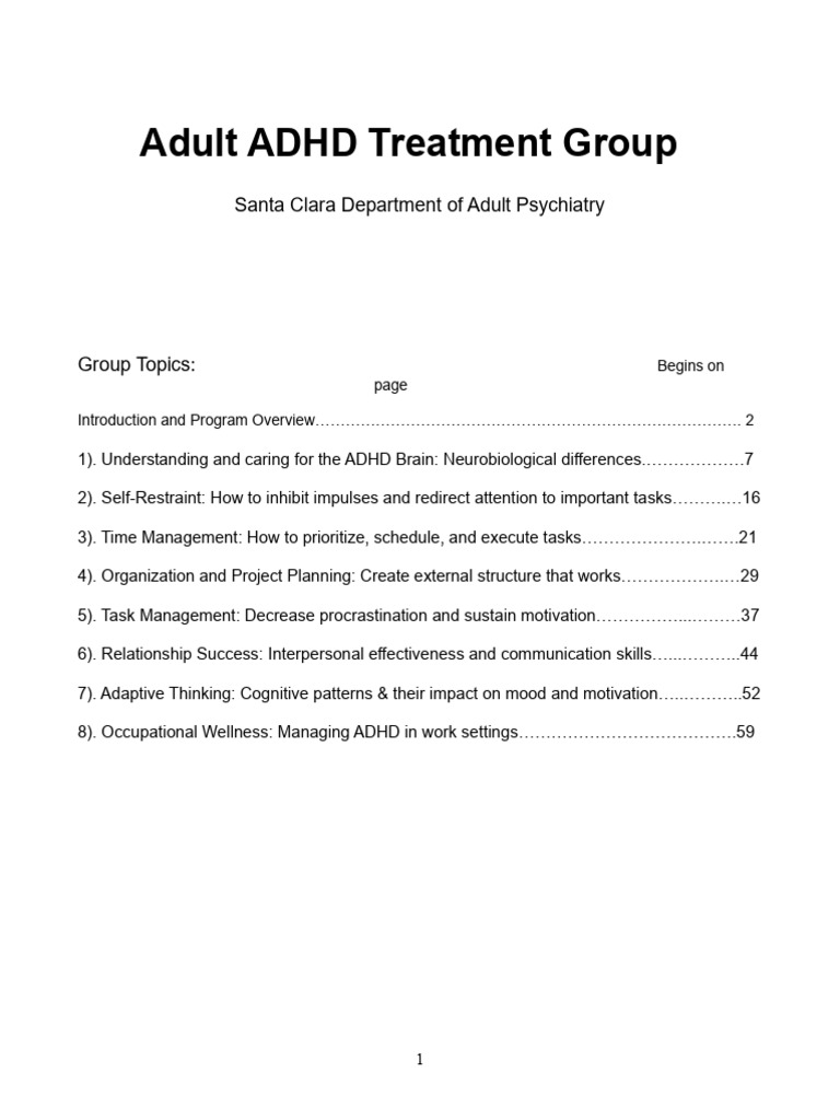 Adult ADHD Treatment Group Overview | PDF | Attention Deficit ...