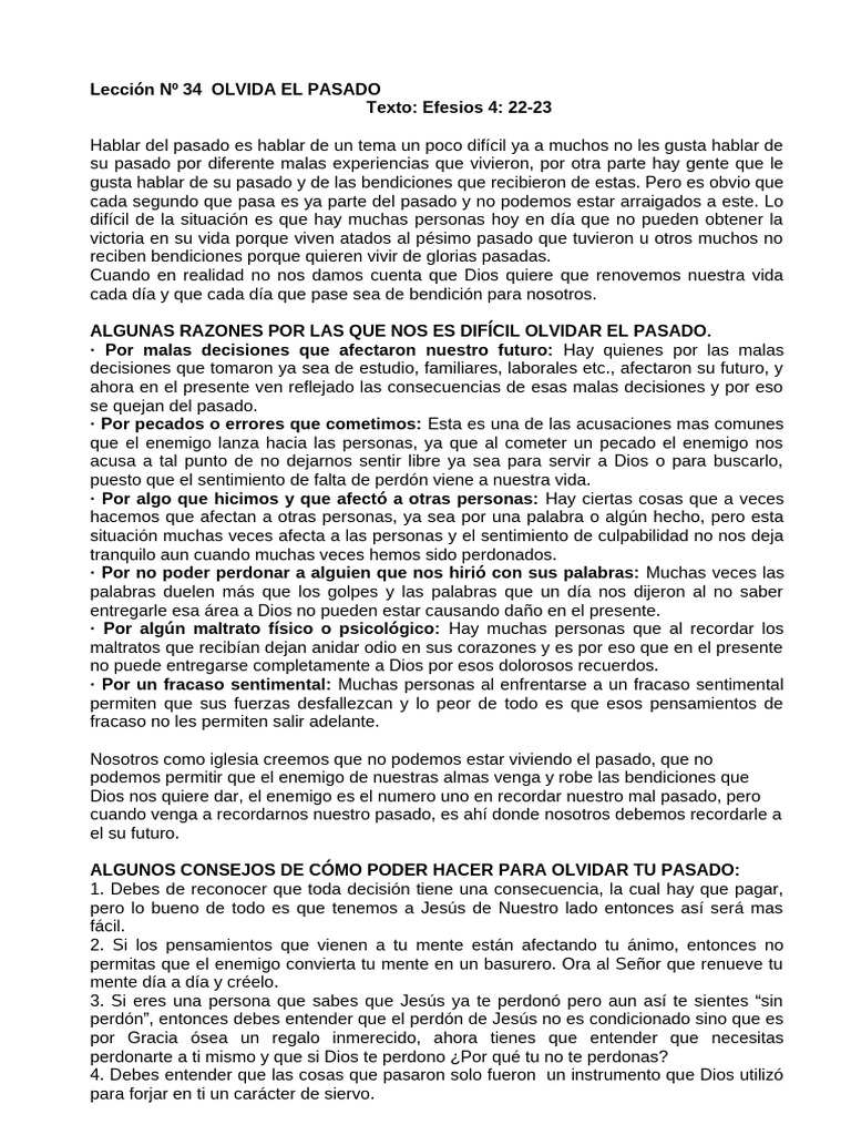 Renueva tu vida: Olvida el pasado | PDF | Perdón | Pecado